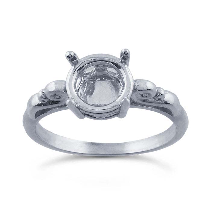 Sterling Silver Scroll ReadySet™ 5mm Round Ring Mounting - RioGrande