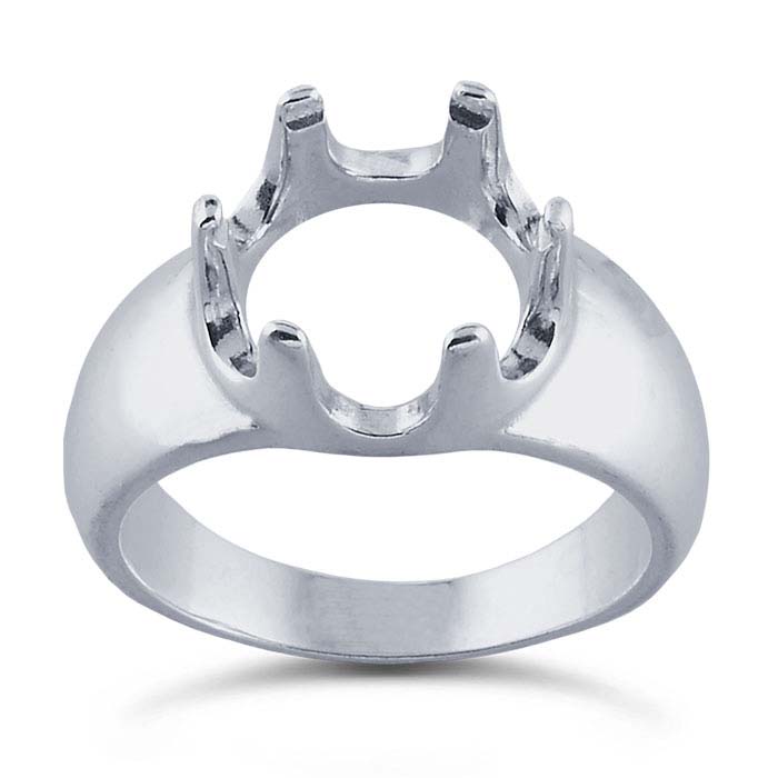 Sterling Silver Pre-Notched 10mm Round Ring Mounting - RioGrande