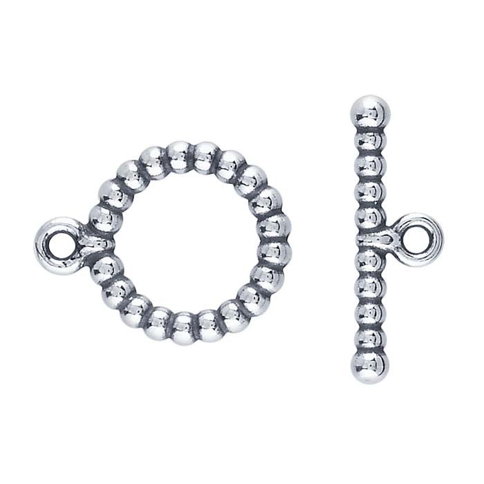Sterling Silver Oxidized Beaded Toggle Clasp - RioGrande