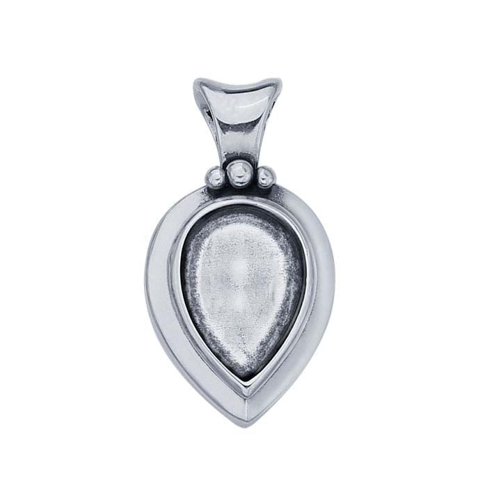 Sterling Silver 13 x 9mm Pear Pendant Mounting - RioGrande