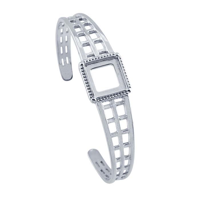 Sterling Silver 12mm Square Cuff Bracelet Mounting - RioGrande