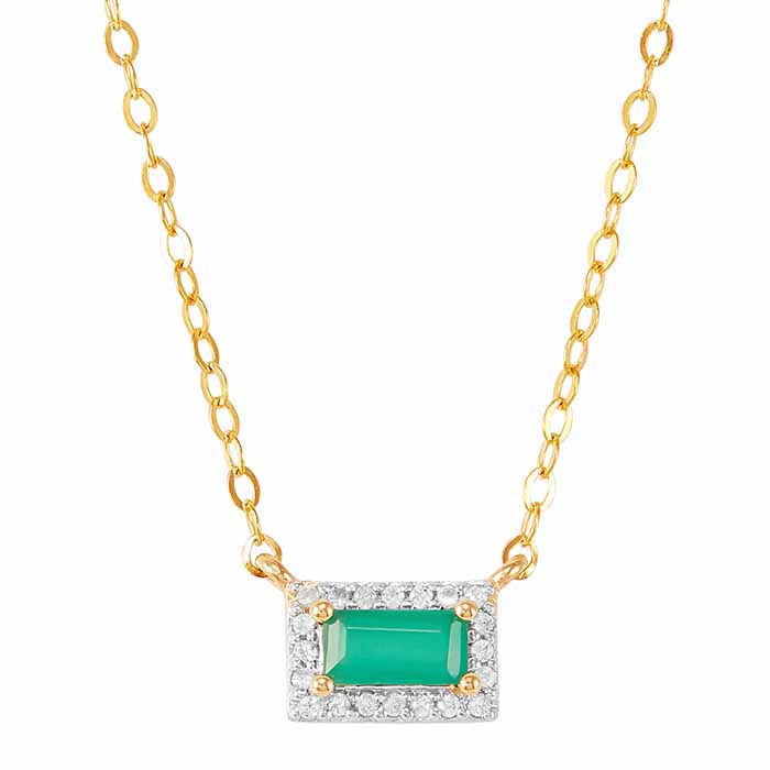 10K Yellow Gold Emerald- & White Sapphire-Set Necklace - RioGrande