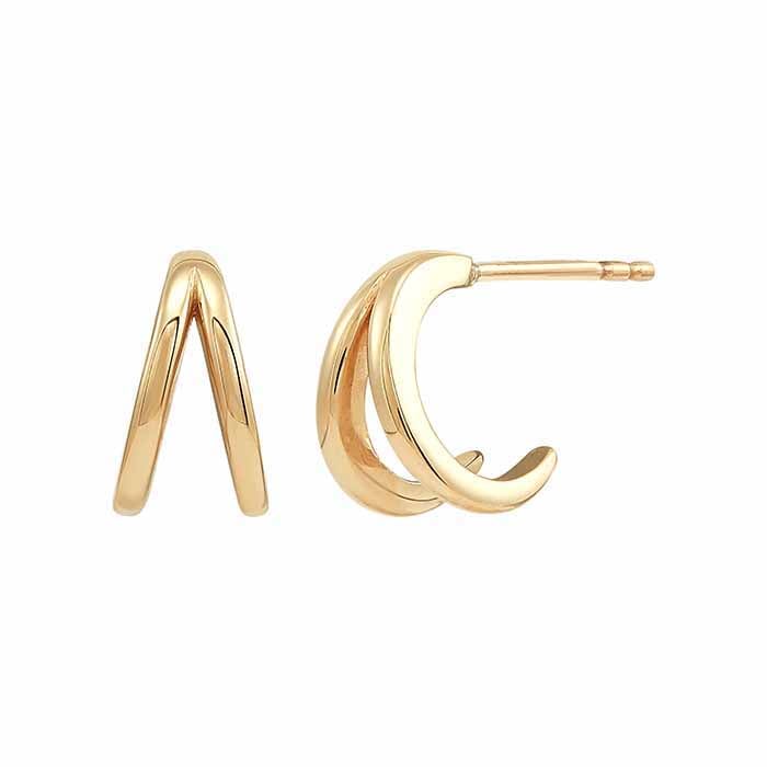14K Yellow Gold Double C-Hoop Earrings - RioGrande