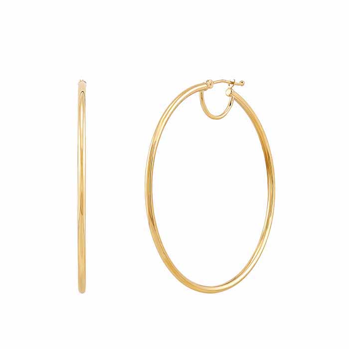 10K Yellow Gold Bridge Hoop Earrings - RioGrande