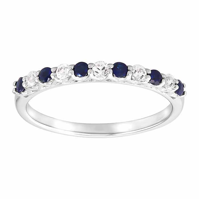 10K White Gold Blue & White Sapphire-Set Ring - RioGrande